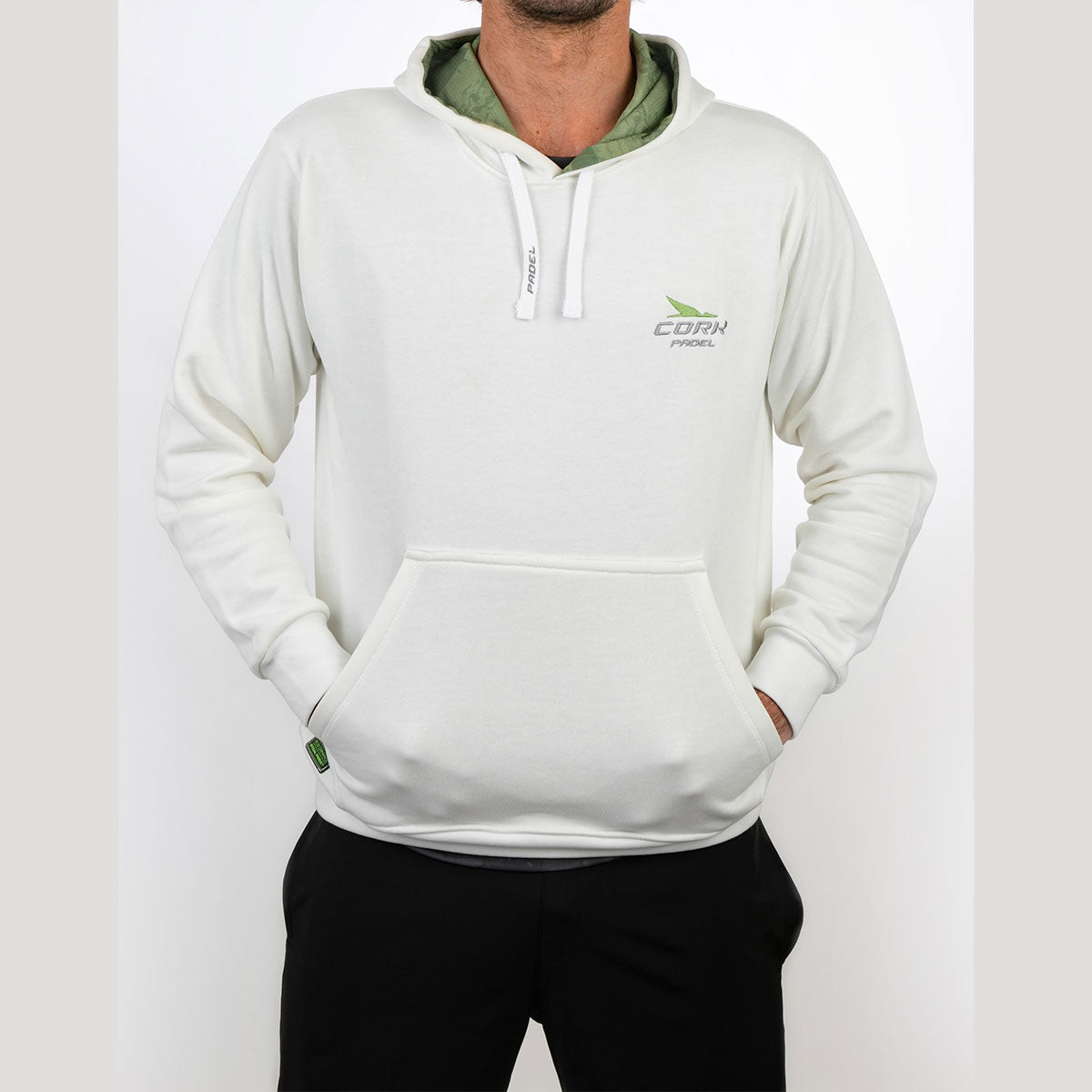 Polerón Premium Hombre Blanco / Verde – CORK Padel
